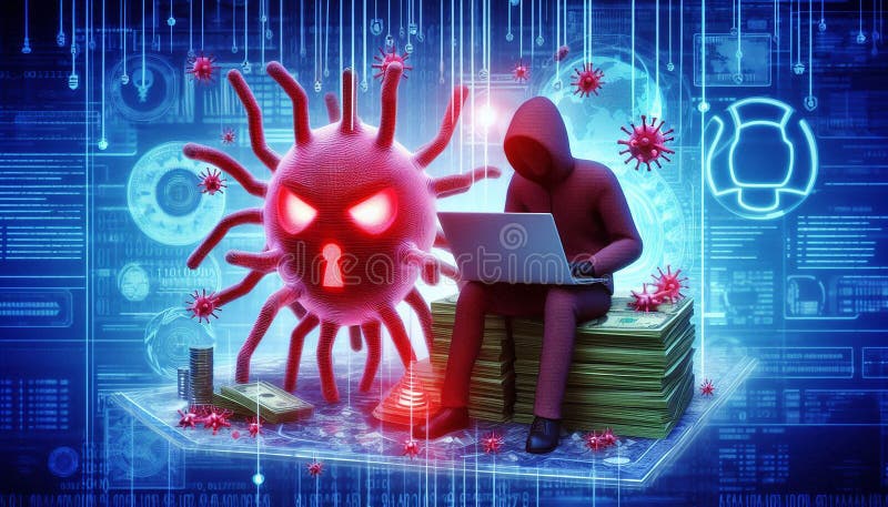 Cyber Threats Illustrated with Virus and Hacker Concept Stock ...