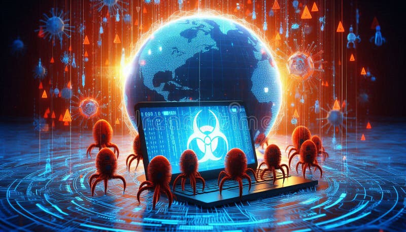 Cyber Threats and Malware Impact on Technology Stock Illustration ...