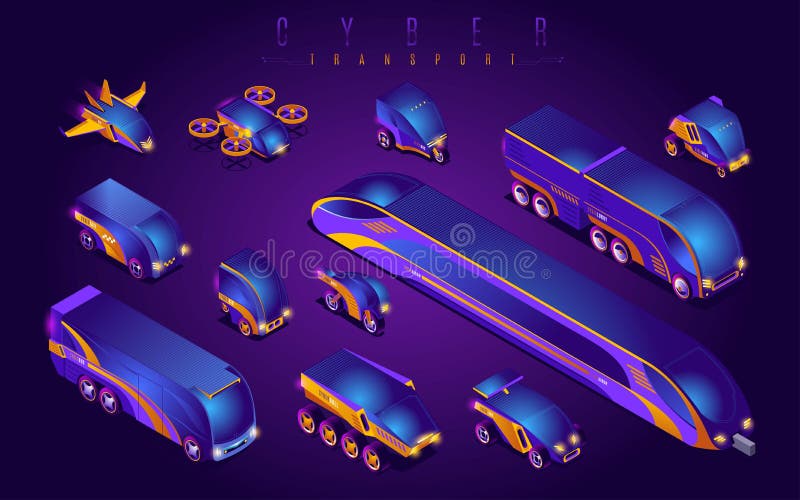 Futuristic Transport or Smart City Isometric Icons Stock Vector ...