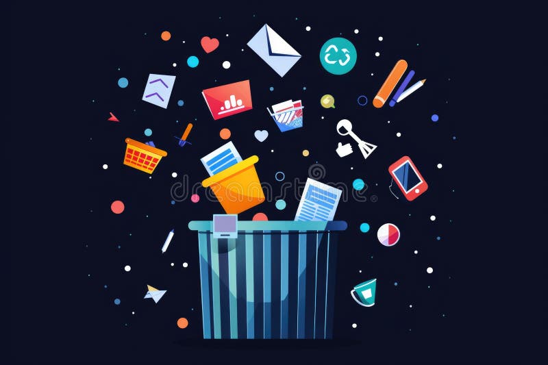 Cyber Trash Recycling stock image. Image of management - 365992313