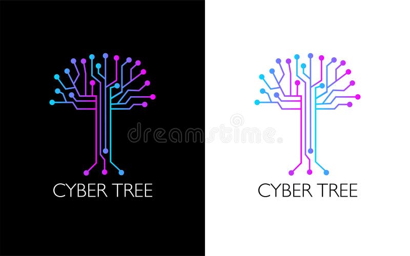 Cyber tree tech logo stock vector. Illustration of future - 320028974