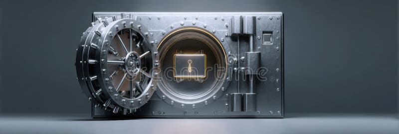 Cyber Vault with Warning Lock Breaking Open during a Digital Security ...