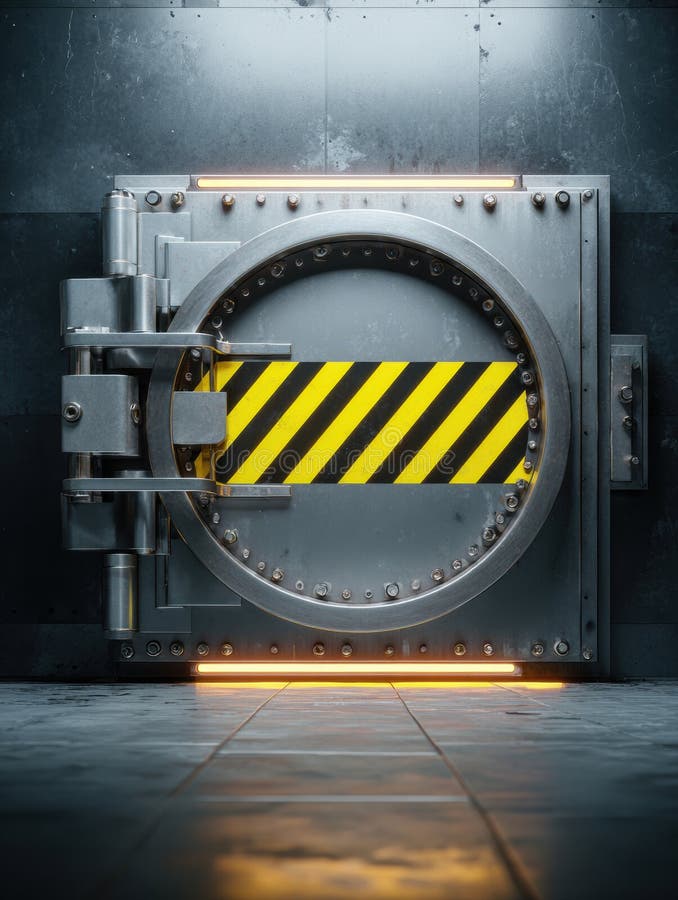 Cyber Vault with Warning Lock Breaking Open in a High-Tech Secure ...