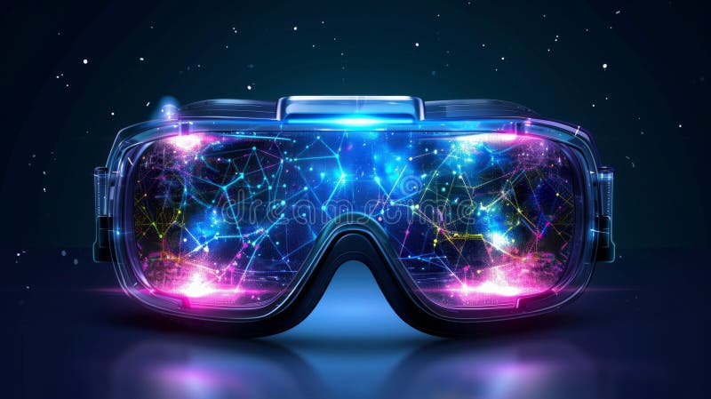 Cyber VR Headset with Quantum Graphics. a Cybernetic VR Headset ...
