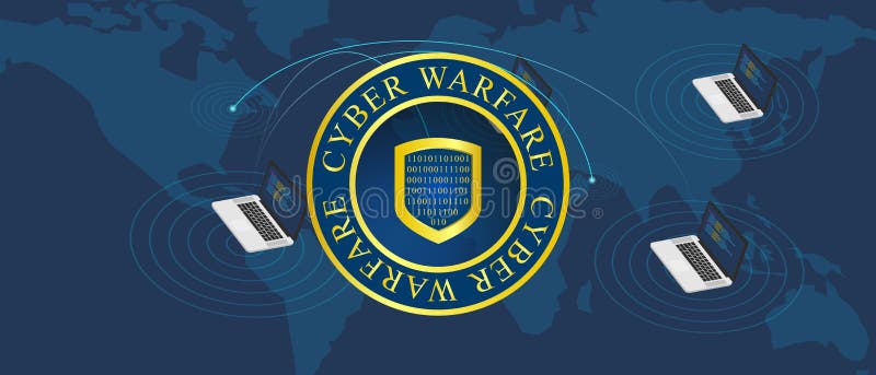 Cyber Warfare Hacking Attack Threat 2d Illustration Stock Illustration ...