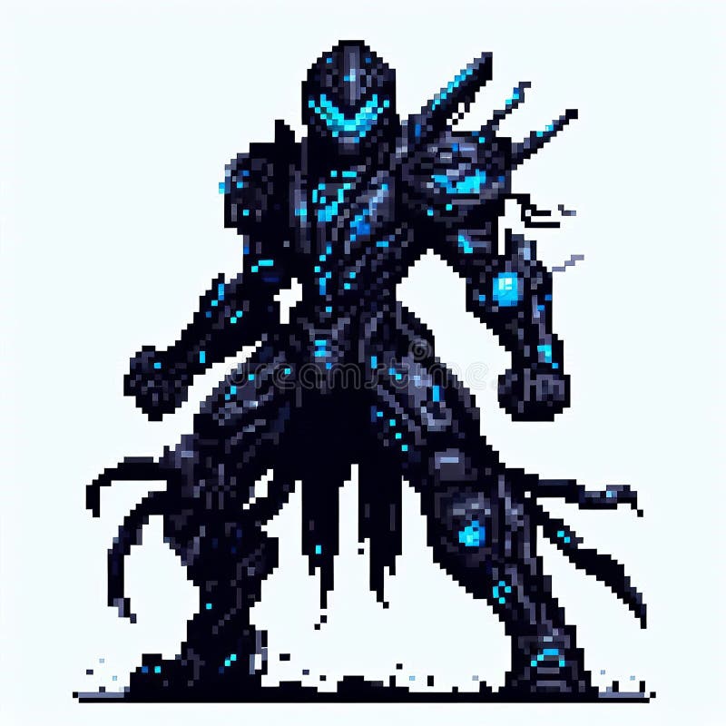 Cyber Warrior with Glowing Armor Stock Illustration - Illustration of ...