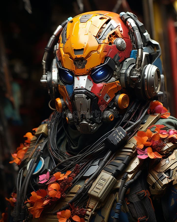 Cyber Warrior Wearing a Full Set of Armor and Holding a Weapon, AI ...