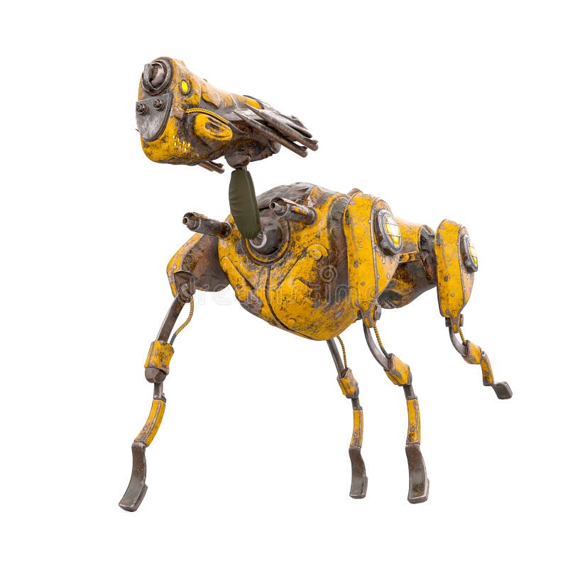 Cyber watchman dog walking stock illustration. Illustration of fiction ...