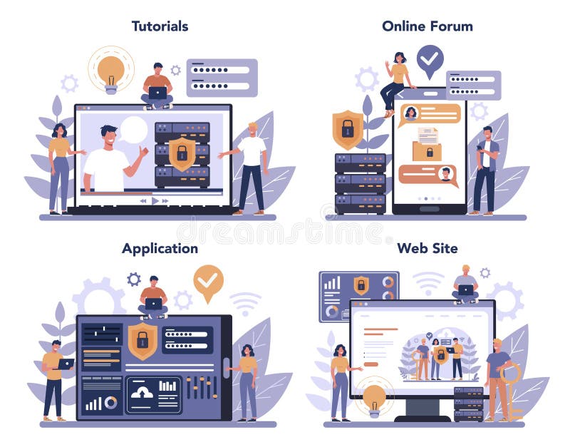 Cyber or Web Security Online Service or Platform Set. Idea of Digital ...