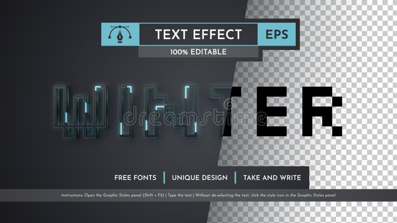Cyber Winter - Editable Text Effect, Font Style Stock Vector - Illustration of script, template ...