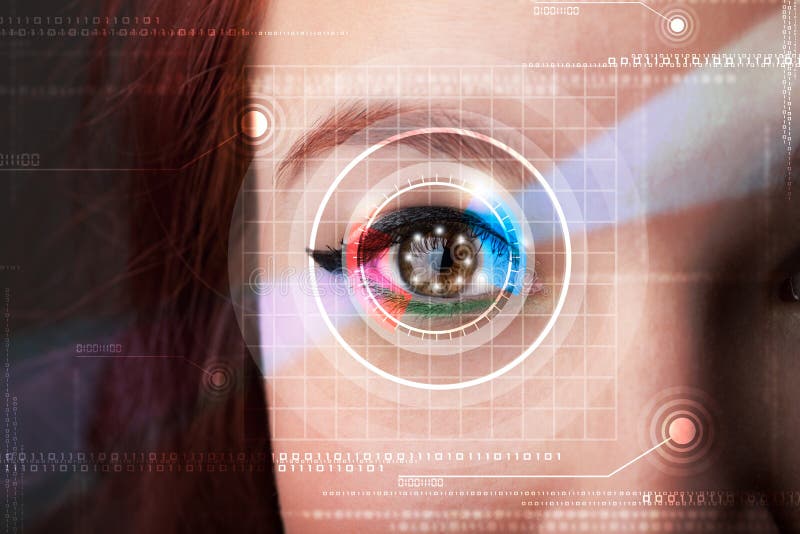 Cyber Woman with Technolgy Eye Looking Stock Photo - Image of graphic ...