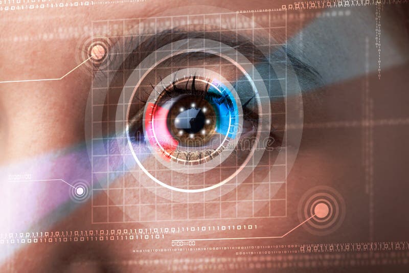 Cyber Woman with Technolgy Eye Looking Stock Photo - Image of concept ...