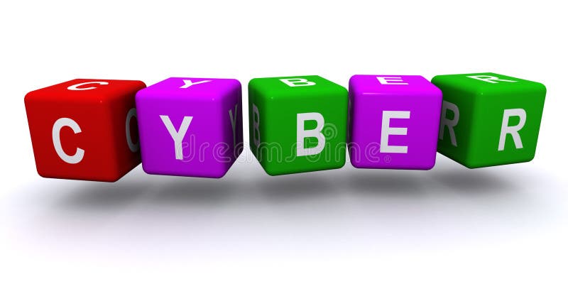 Cyber word block on white stock illustration. Illustration of ...