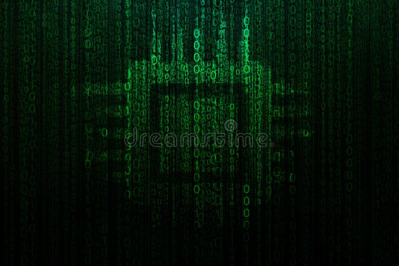 Cyber â€‹â€‹processor with Green Binary Code, Technological Stock Illustration - Illustration of ...