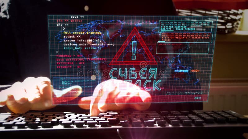 Troll Typing Keyboard with Fake News Hologram Screen Stock Video ...