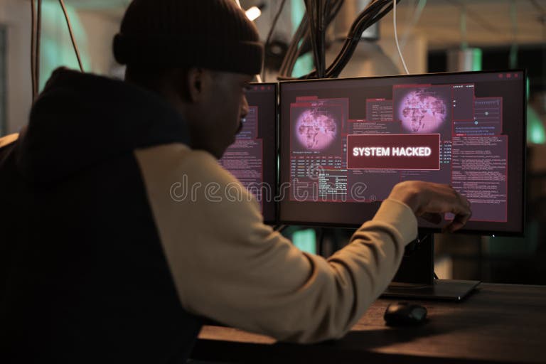 Cyberattack, Hacker Coding Malicious Software, Wiriting Password ...
