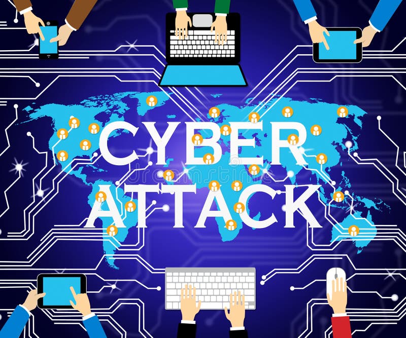Cyberattack Malicious Cyber Hack Attack 3d Illustration Stock ...