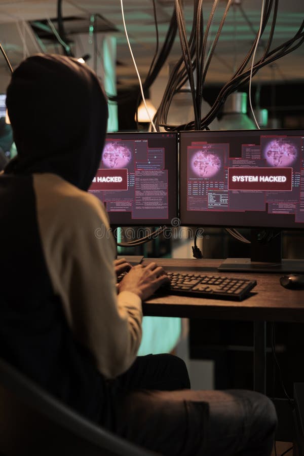 Cyberattack System Hacked Warning On Screen Computer Security Technology Stock Image Image