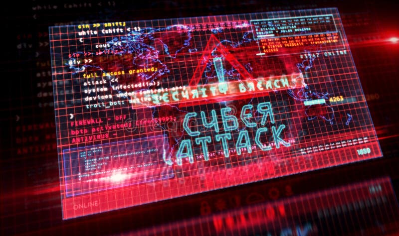 Cyberattack Trolling and Broadcast on Screen 3d Illustration Stock ...
