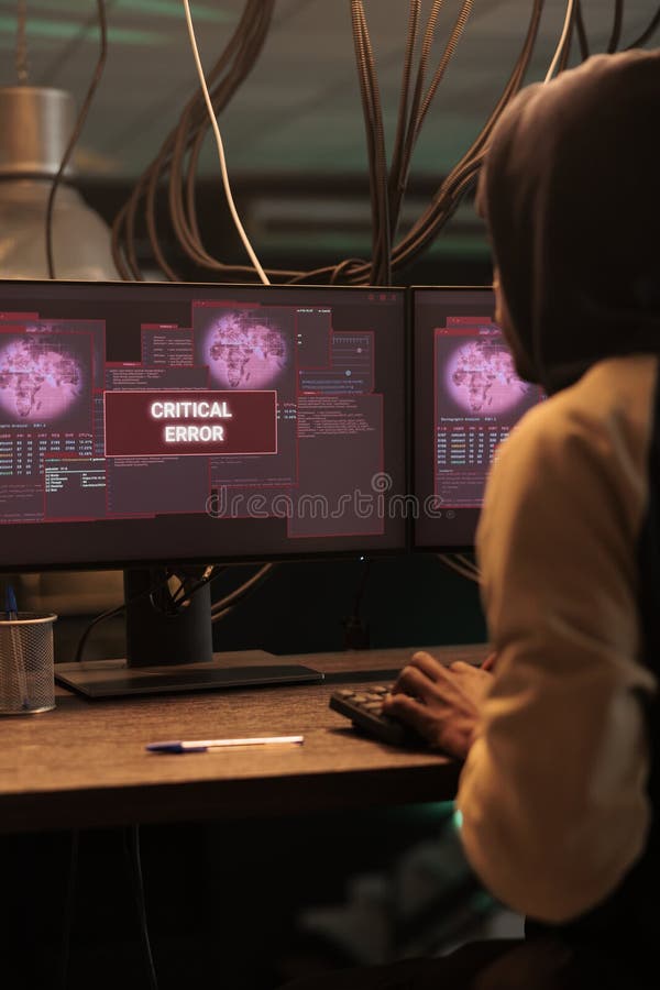 Cyberattack Warning On Computer Screen Hacker Stealing Data Stock 0200