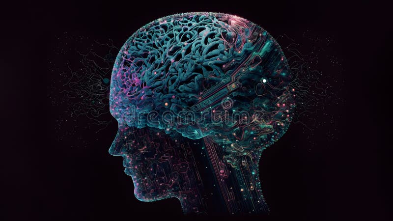 Cyberbrain Concept, Neural Network Generated Art Stock Image - Image of ...