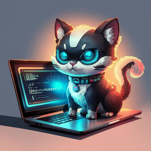 The Cybercat (AI Generated) Stock Illustration - Illustration of ...