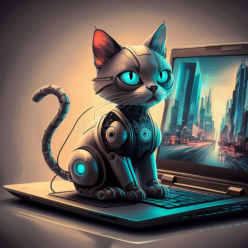 CyberCat stock vector. Illustration of blue, cherrycolored - 116961825