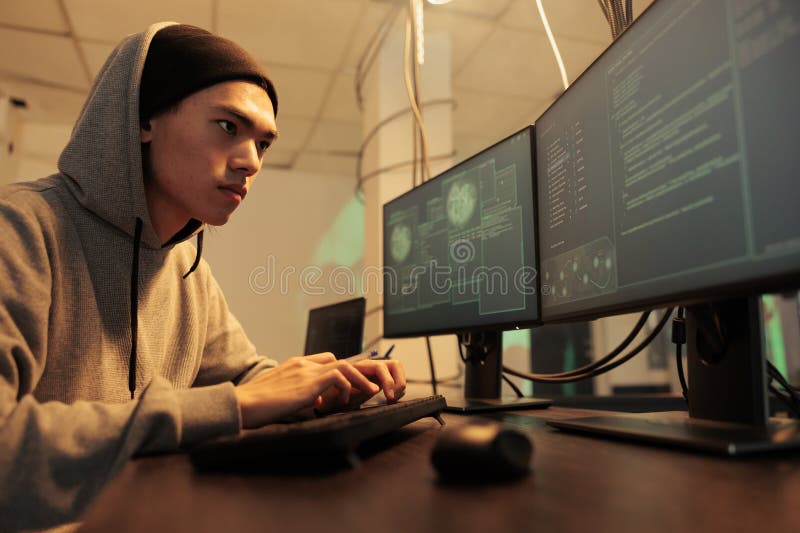 Cybercrime Computer Fraud Man Hacking System Coding Malware Stock Image Image Of Cyberspace