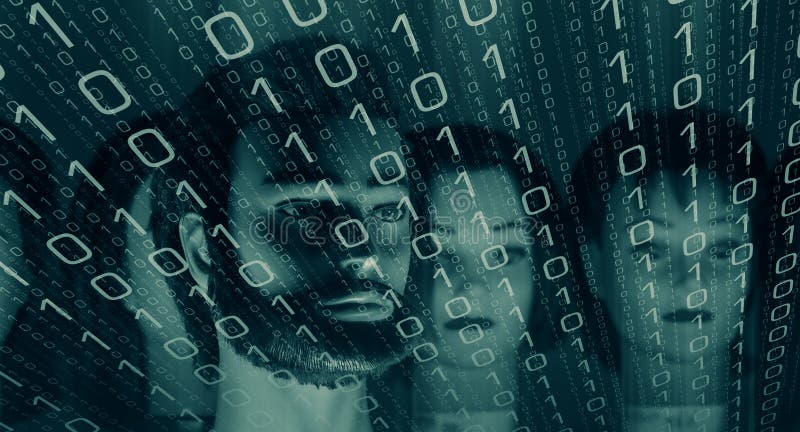 Computer Spy Man Cybercrime, Cyber Hacker Typing on Keyboard, Circle ...