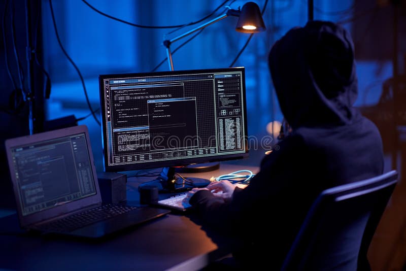 Hacker Using Computer Virus for Cyber Attack Stock Photo - Image of dark, code: 254587504