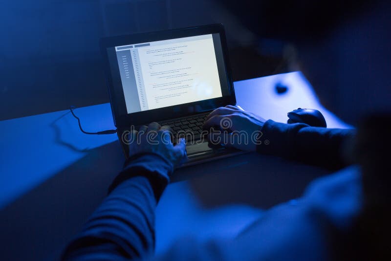Hacker Using Laptop for Cyber Attack Stock Image - Image of encryption ...