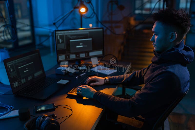 Hacker Using Computer Virus For Cyber Attack Stock Image Image Of Connection Computer 255036239