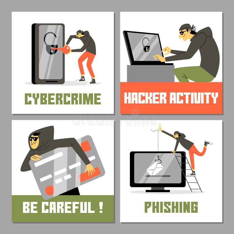 Cyber Crime Hacking Phishing Banners Stock Illustrations – 50 Cyber ...