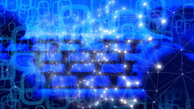 Cybercrime Tech Background Dots, Artificial Neural Network Stock Image ...