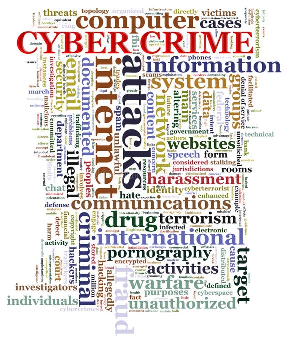 Cybercrime wordcloud tags stock illustration. Illustration of security ...