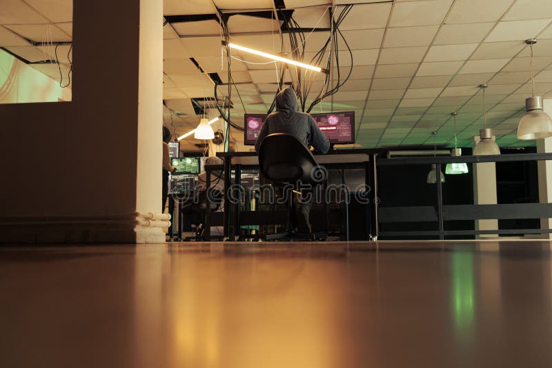 Cybercriminal Hacking Computer System With Virus Stock Image Image Of