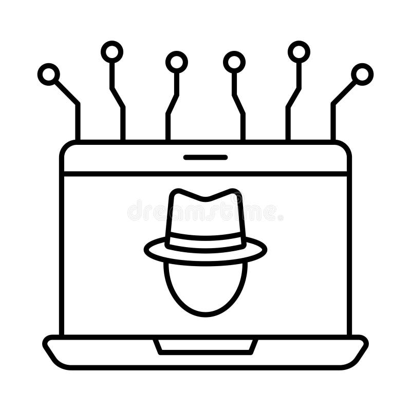 Cybercriminal Outline Vector Icon Which Can Easily Modify or Edit Stock ...