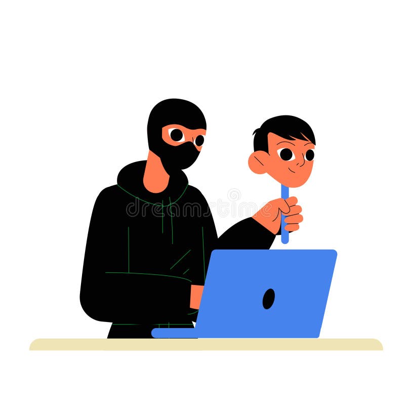 Cybercriminal Using Fake Identity in Flat Vector Illustration ...