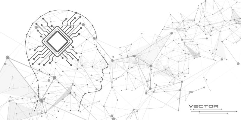 Cyberman.Artificial Intelligence.Abstract Technology Background.Geometric Connect Lines and Dots ...