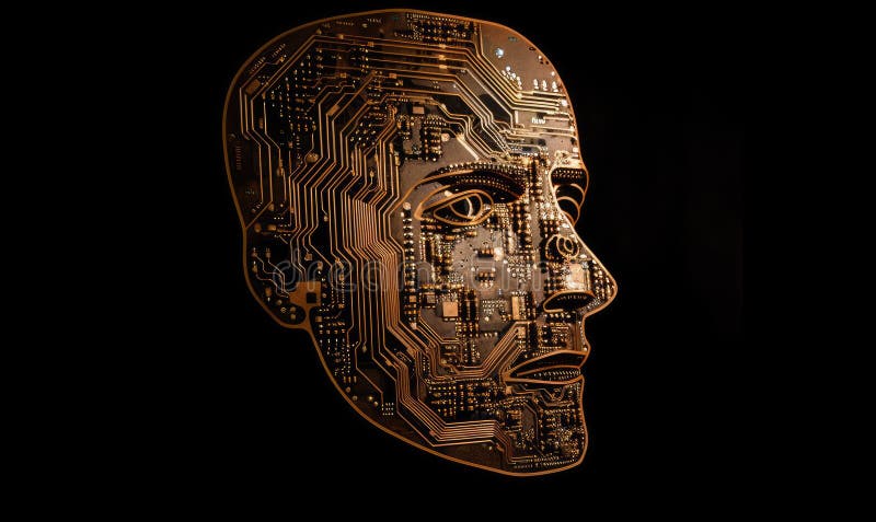 Cybernetic Art Human Features Melded with Circuit Boards Creating Using ...
