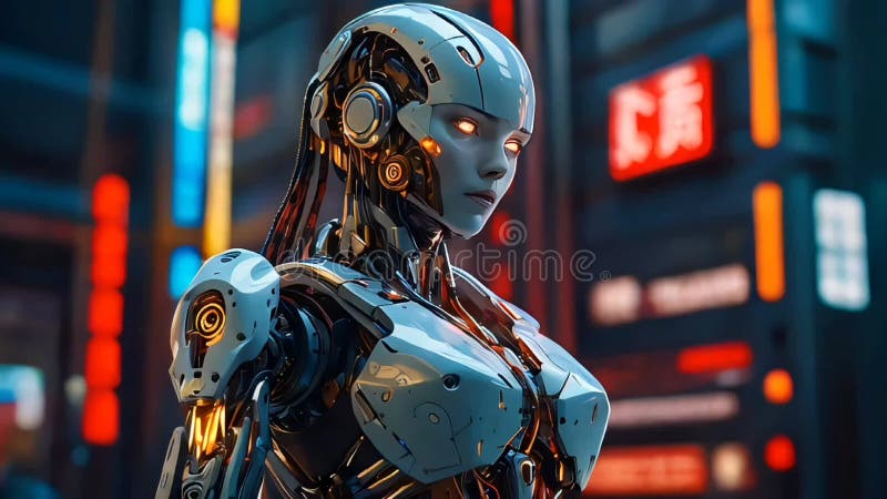 Cybernetic Artificial Intelligence Robot, Portrait of Female AI Robot ... Cybernetic Artificial Intelligence Robot, Portrait of Female AI Robot ...