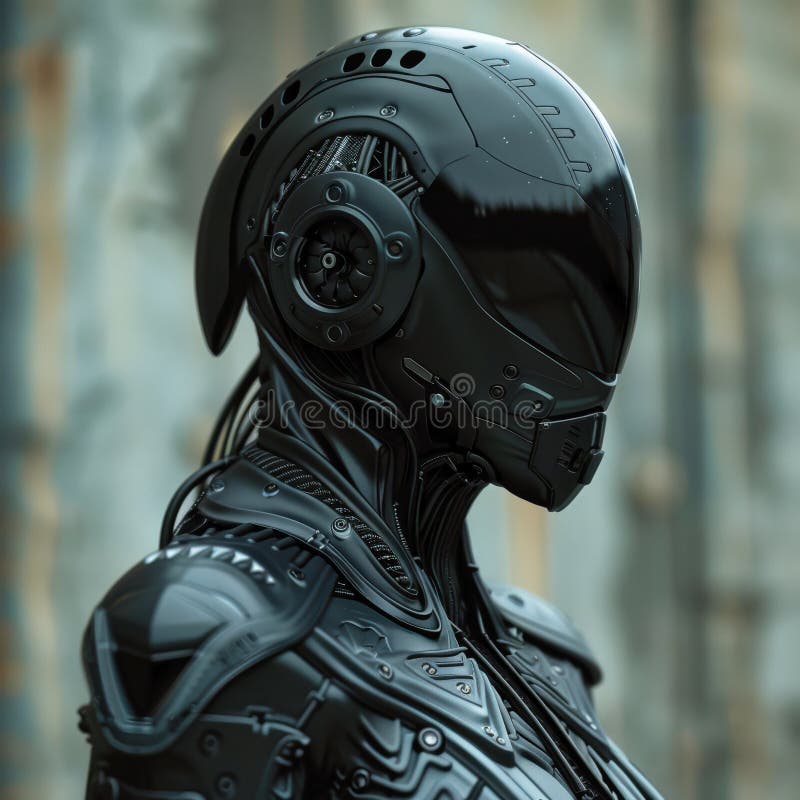 A Cybernetic Being with Red Eyes Gazes into the Future Stock Photo ...