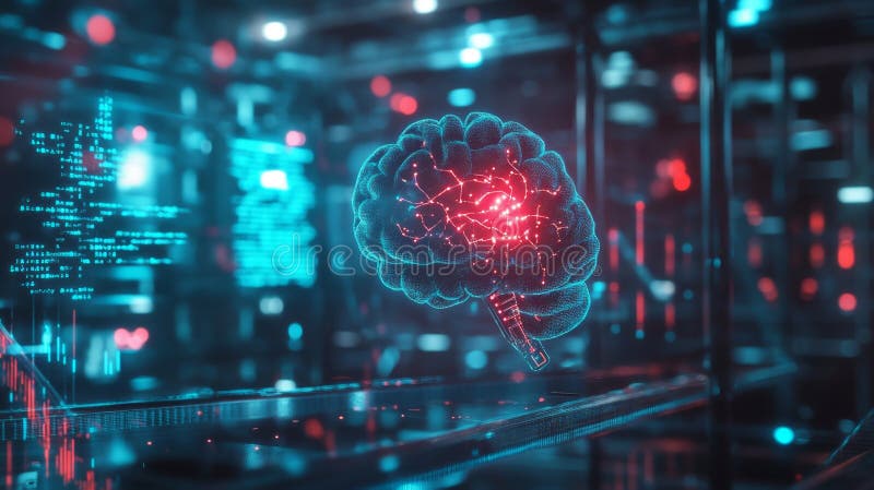 Cybernetic Brain Concept with AI and Neural Integration Visuals Stock ...