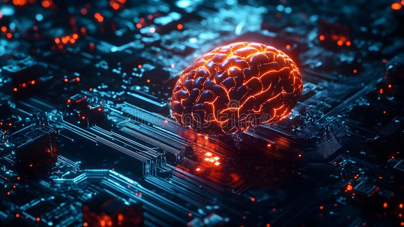 Cybernetic Brain Connected To a Technological Network of Circuits and ...