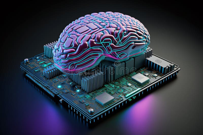 Cybernetic Brain Electronic Chip in Form of Human Brain. Stock ...