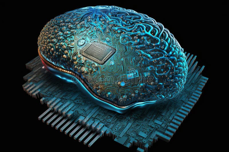 Cybernetic Brain Electronic Chip in Form of Human Brain. Stock ...