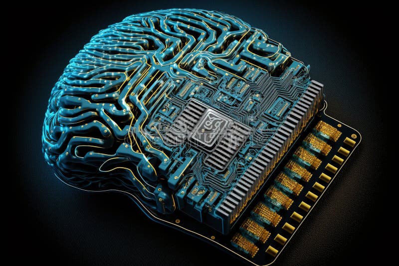 Cybernetic Brain Electronic Chip in Form of Human Brain. Stock ...