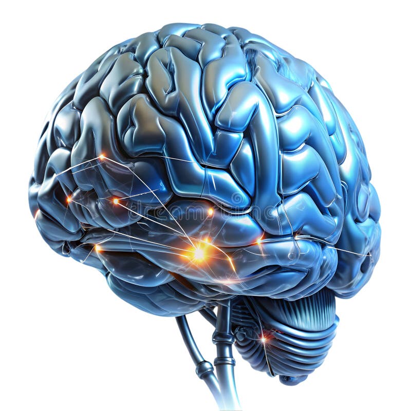 Cybernetic Brain Futuristic Sketch Stock Illustration - Illustration of ...