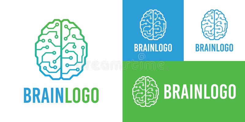 Cybernetic Brain Microchip Logo. Artificial Intelligence Emblem ...