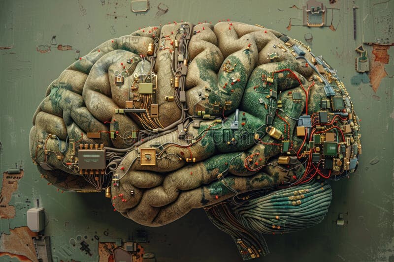 Cybernetic Brain: Photo with Technological Elements Stock Photo - Image ...